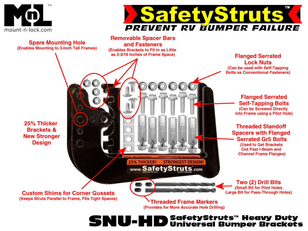 SafetyStruts™ Heavy Duty Bumper Brackets (SNU-HD Universal) - Mount-n-Lock®