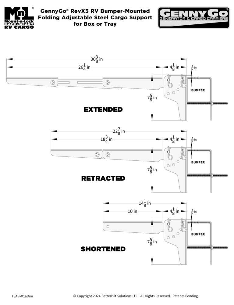 GennyGo® RevX3 RV Bumper-Mounted Folding Adjustable Steel Cargo ...