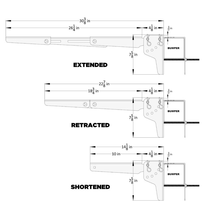 GennyGo® RevX3 RV Bumper-Mounted Folding Adjustable Steel Cargo Supports for Box or Tray - Mount ...
