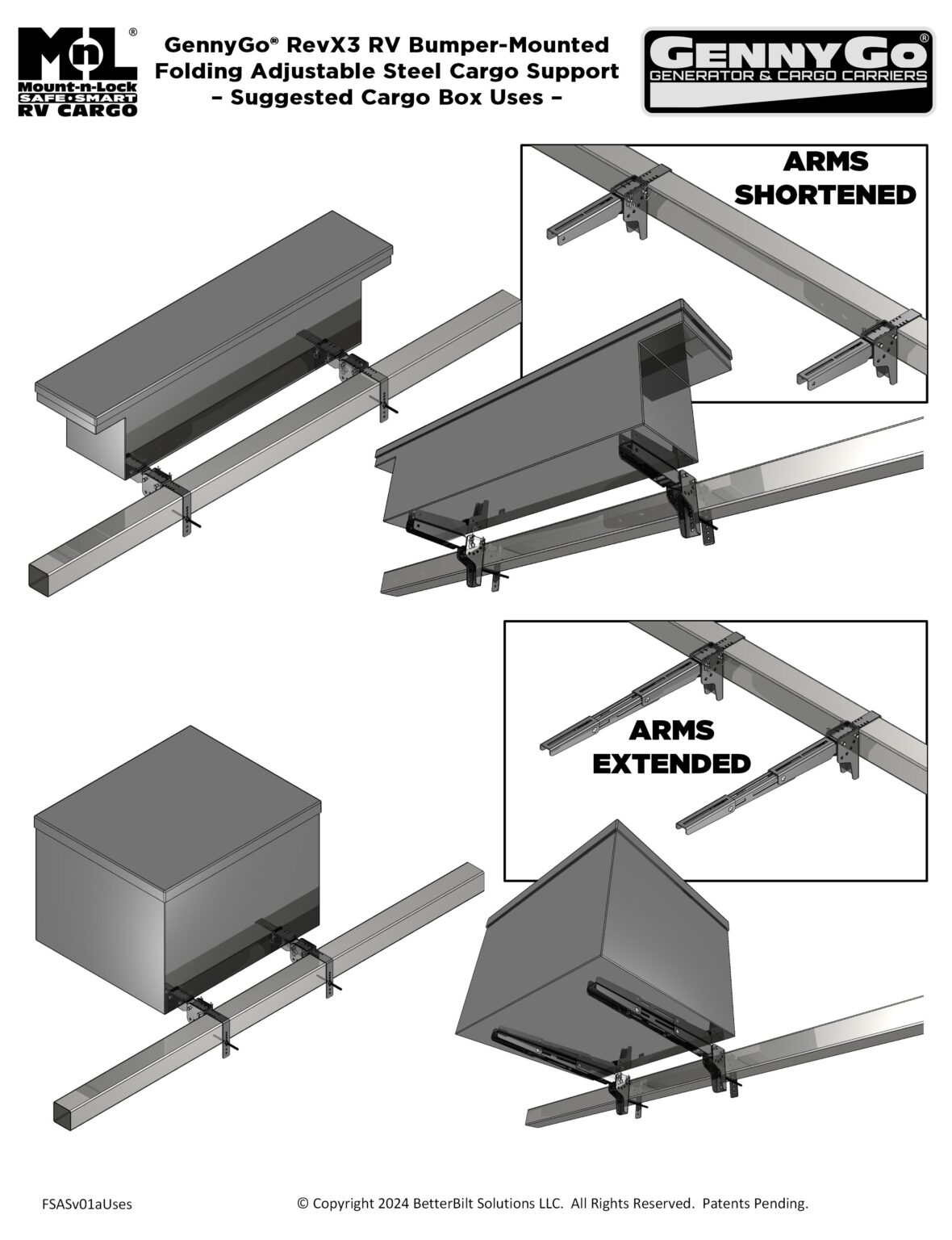 GennyGo® RevX3 RV Bumper-Mounted Folding Adjustable Steel Cargo ...